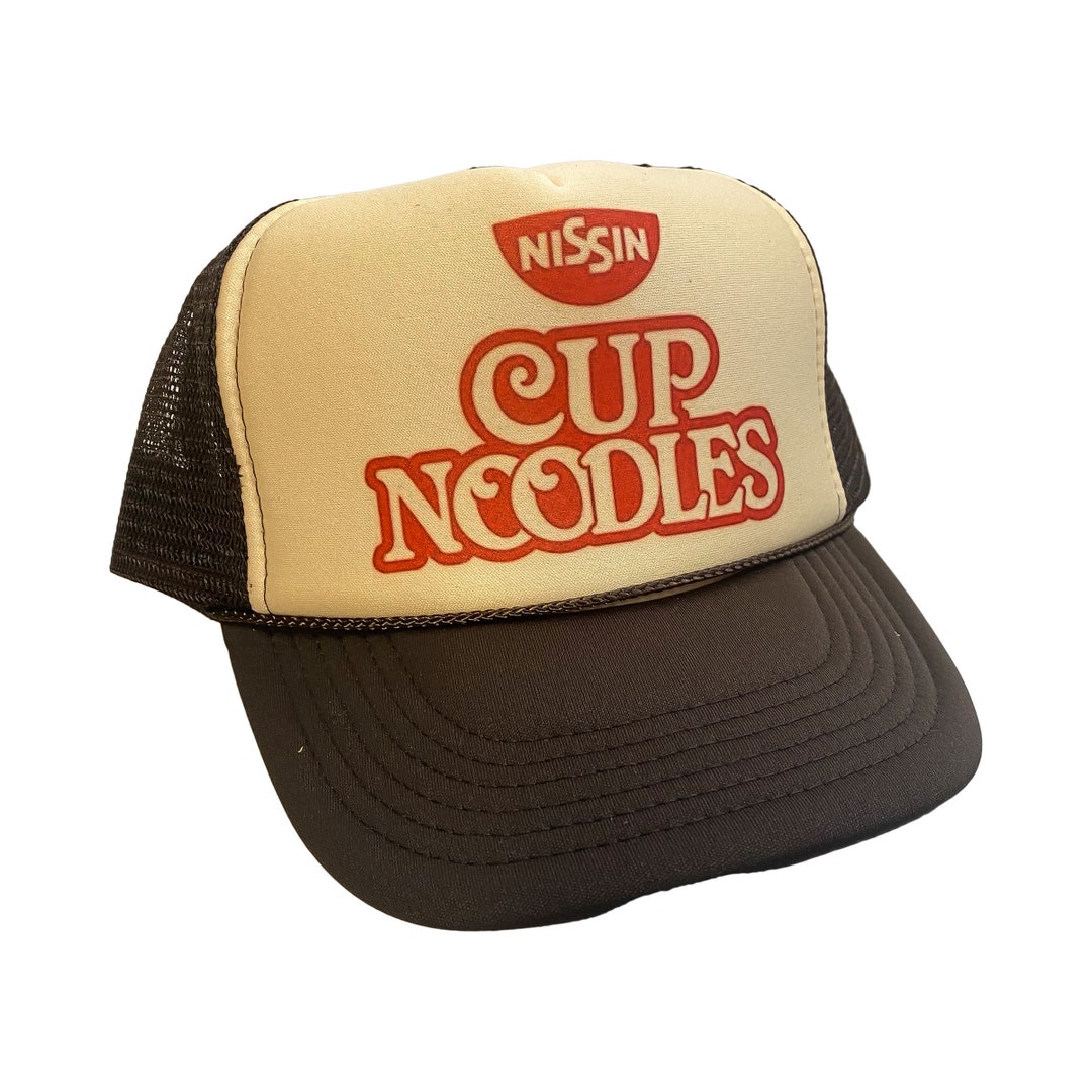 Cup Noodle Hat Snapback Adjustable Cap | Vintage Brown Beige Cup Nissin ...