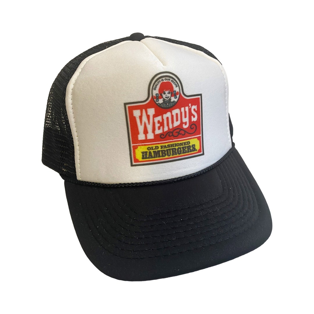 Wendy's Hat Snapback Adjustable Cap Vintage Black Fast Food Wendy's ...