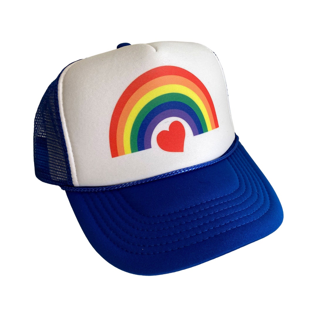 Rainbow Love Hat Adjustable Unisex Snapback Rainbow Heart Trucker Hat ...