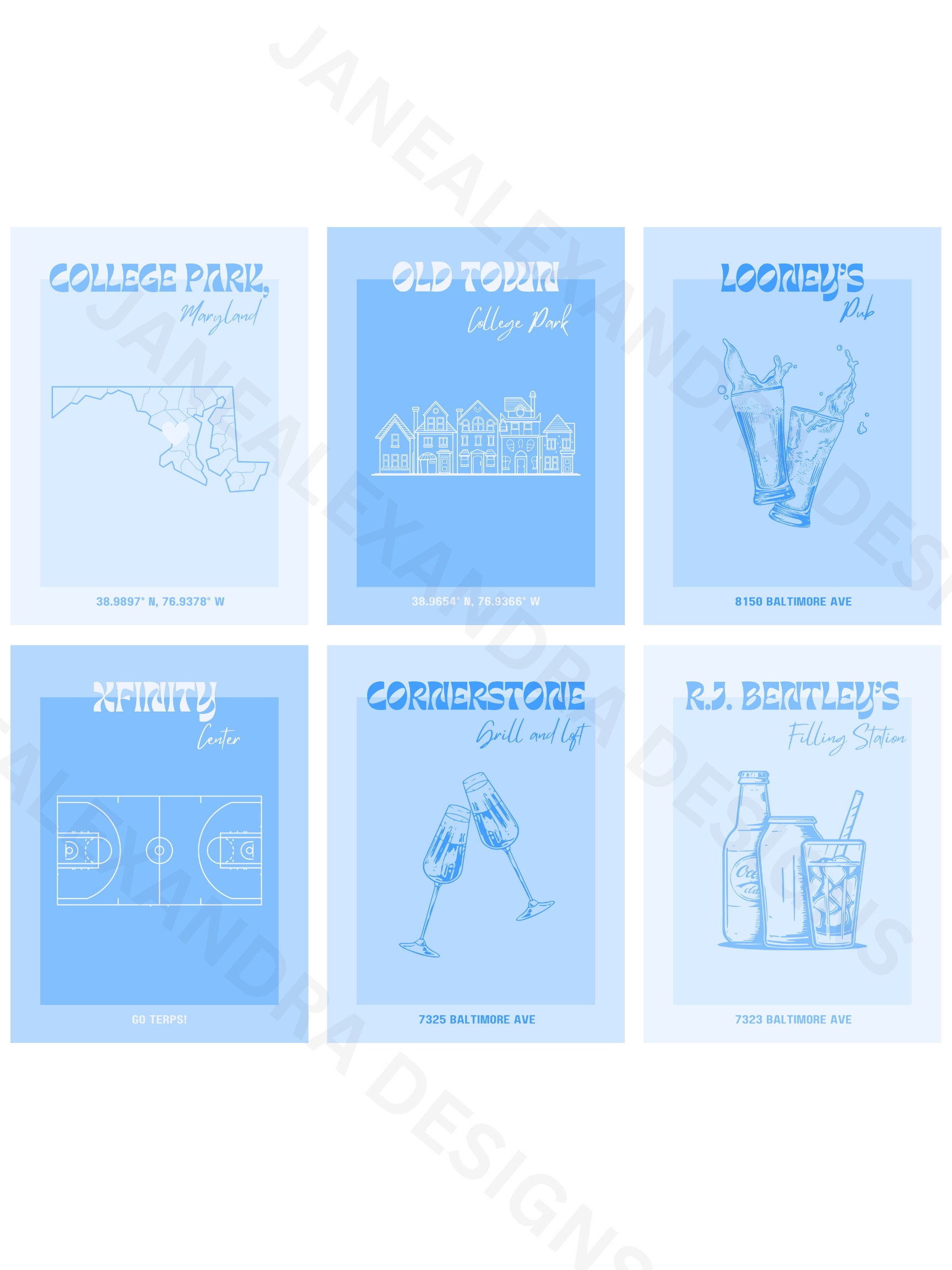 Bright Blue University of Maryland Prints | Wall Prints | College Dorm ...