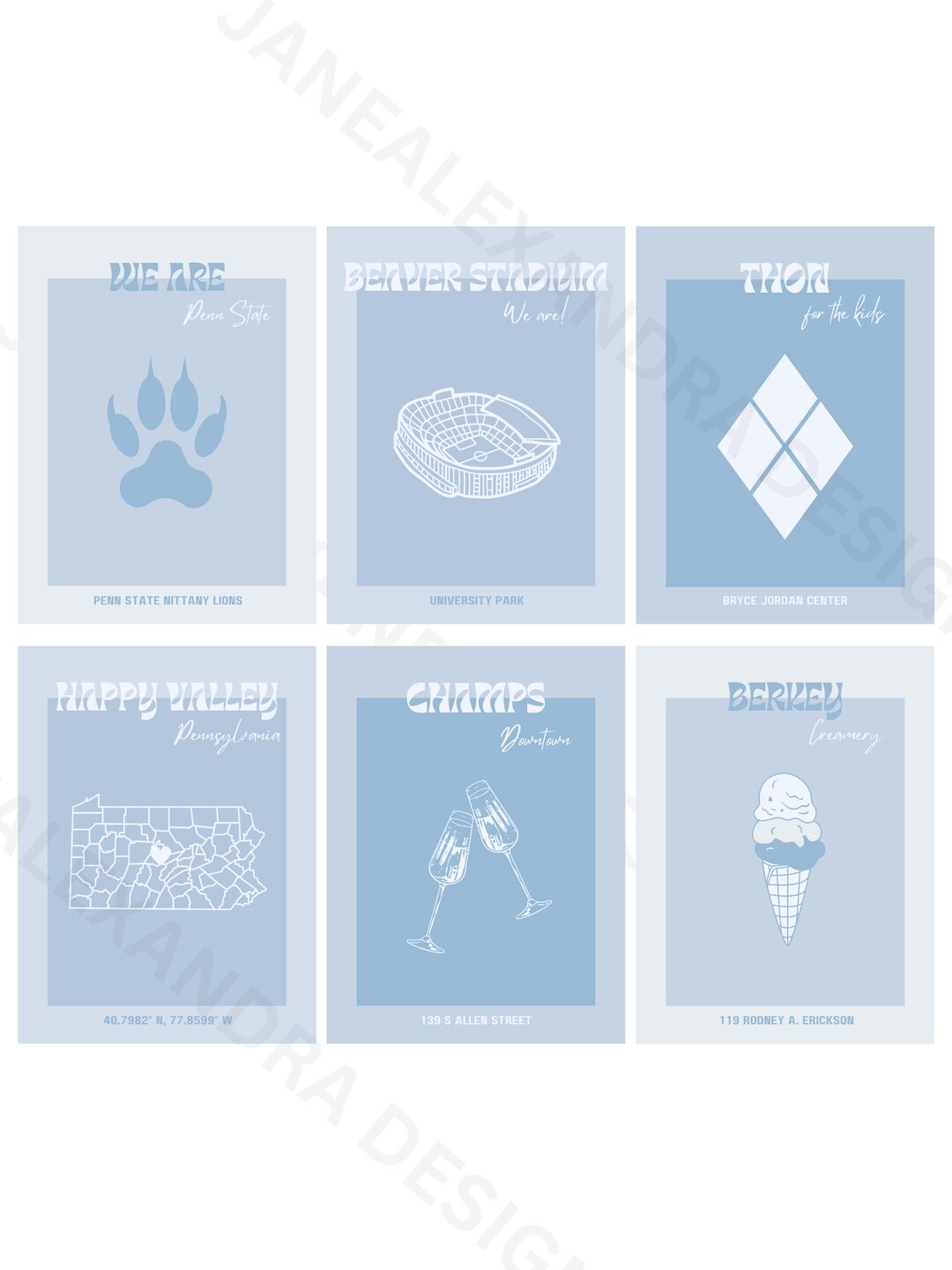 Blue Penn State Prints | College Dorm Decor (digital Download) - Etsy
