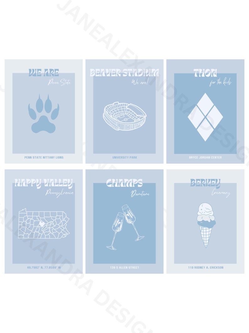 Blue Penn State Prints | College Dorm Decor (digital Download) - Etsy