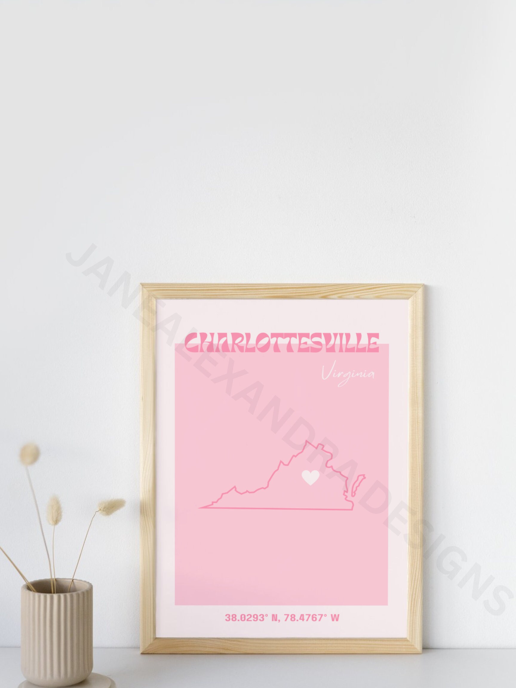 Pink University of Virginia Prints | Wall Prints | College Dorm Decor ...