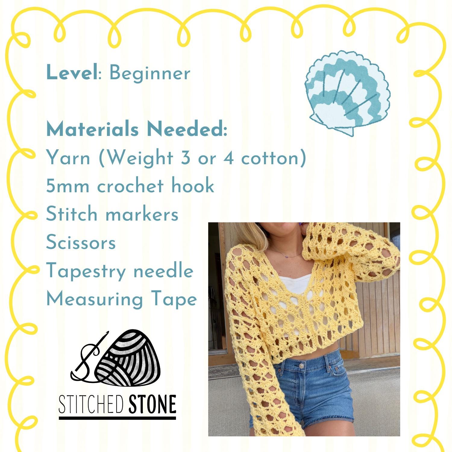 Sunkissed Shell Crochet Top Pattern PDF, Easy Cropped Summer Top ...
