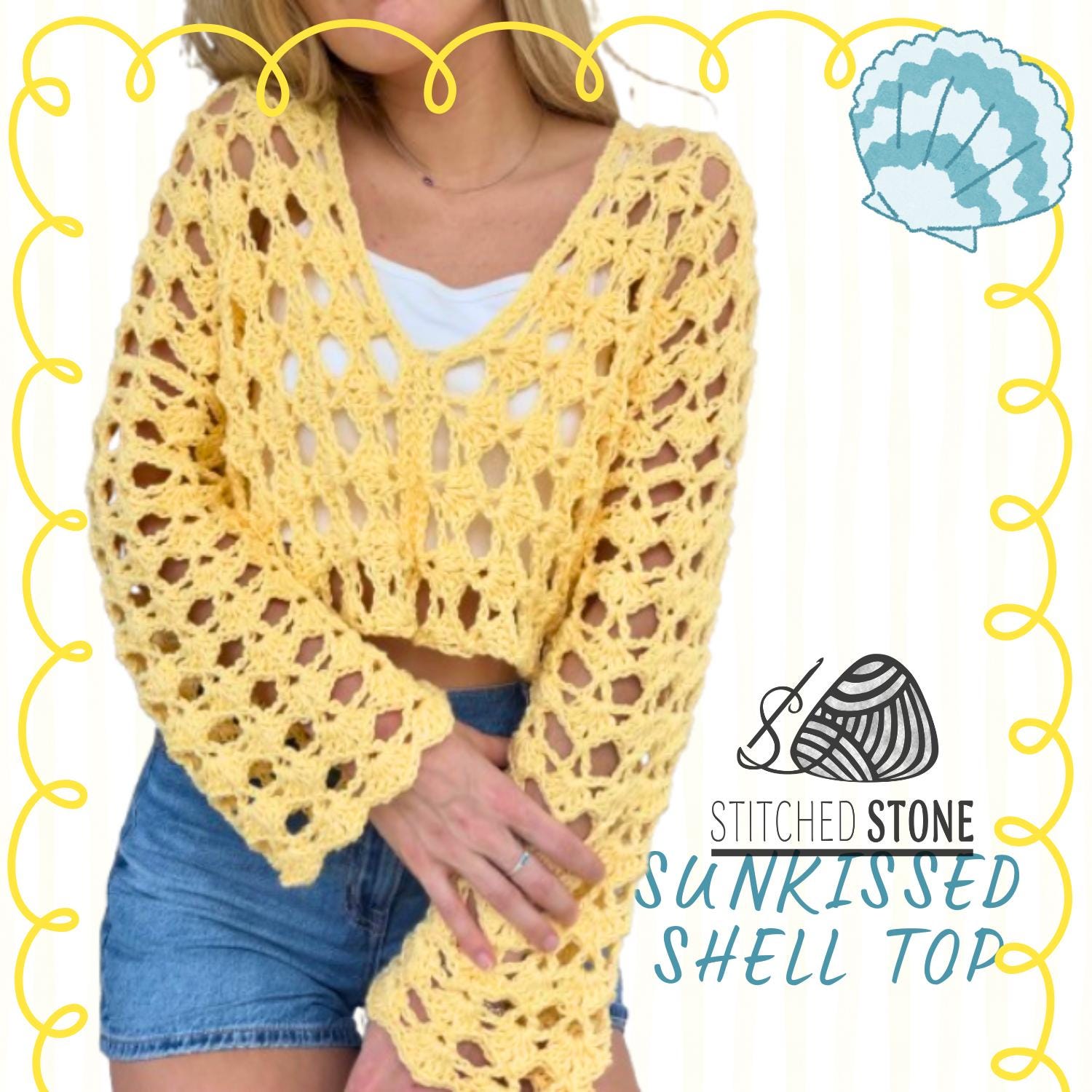 Sunkissed Shell Crochet Top Pattern PDF, Easy Cropped Summer Top ...