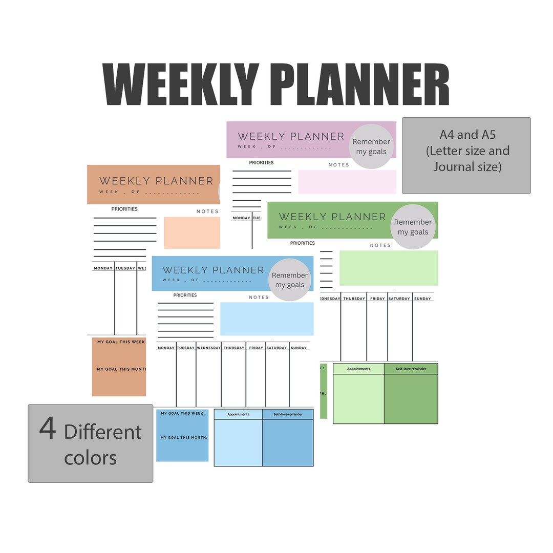 Weekly Planner Printable to Print and Use at Home or at the - Etsy