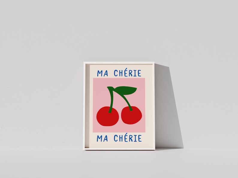 Retro Cherry 'ma Chérie' Poster: Trendy Kitchen Wall Art (digital Print ...