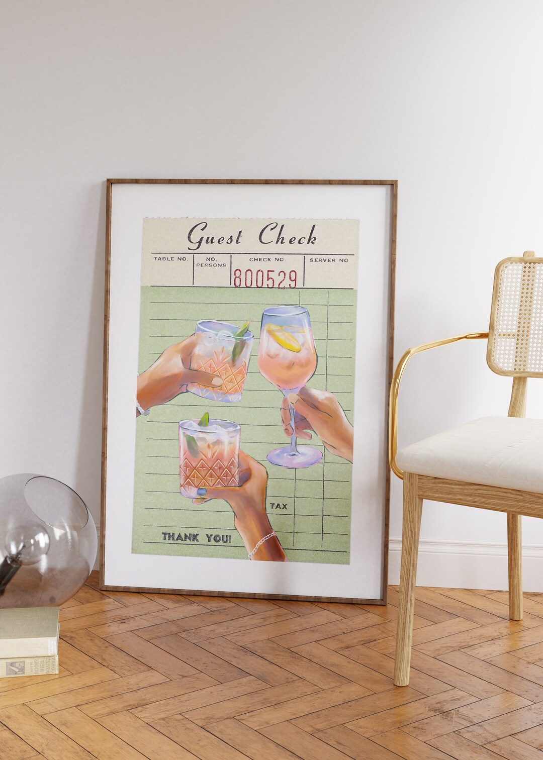 Bar Prints Guest Check Wall Art - Trendy Cocktail Bar Prints Kitchen ...