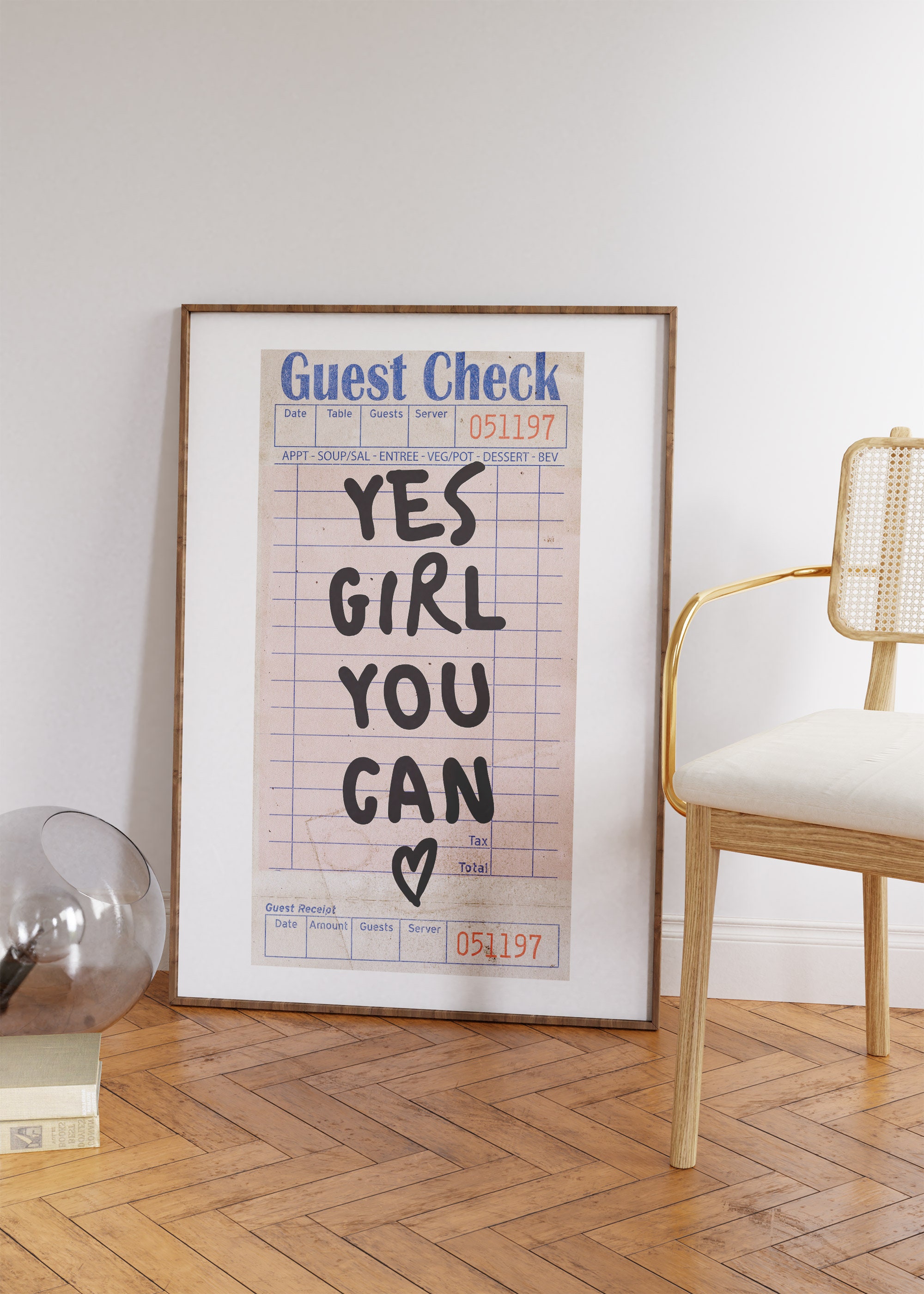 Retro Guest Check Poster Trendy Bar Cart Wall Art Print Yes Girl You ...