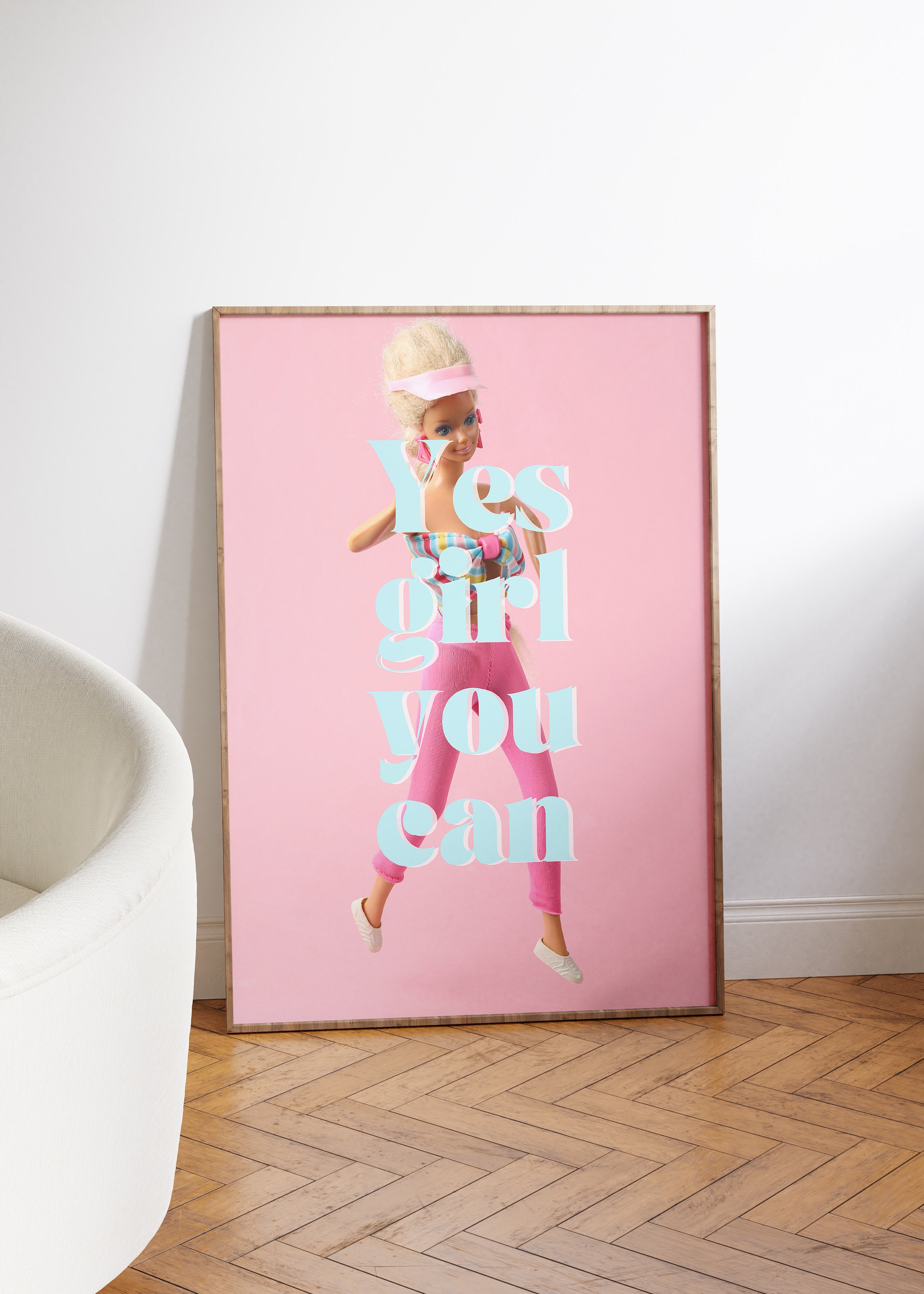 Barbie Art Print Yes Girl You Can Motivational Poster Retro Doll ...