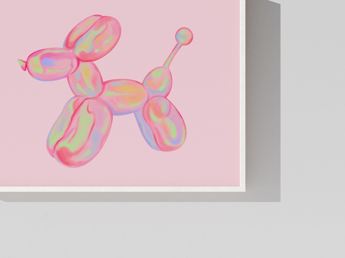 Balloon Dog Art Print Watercolor Wall Art Apartment Wall - Etsy