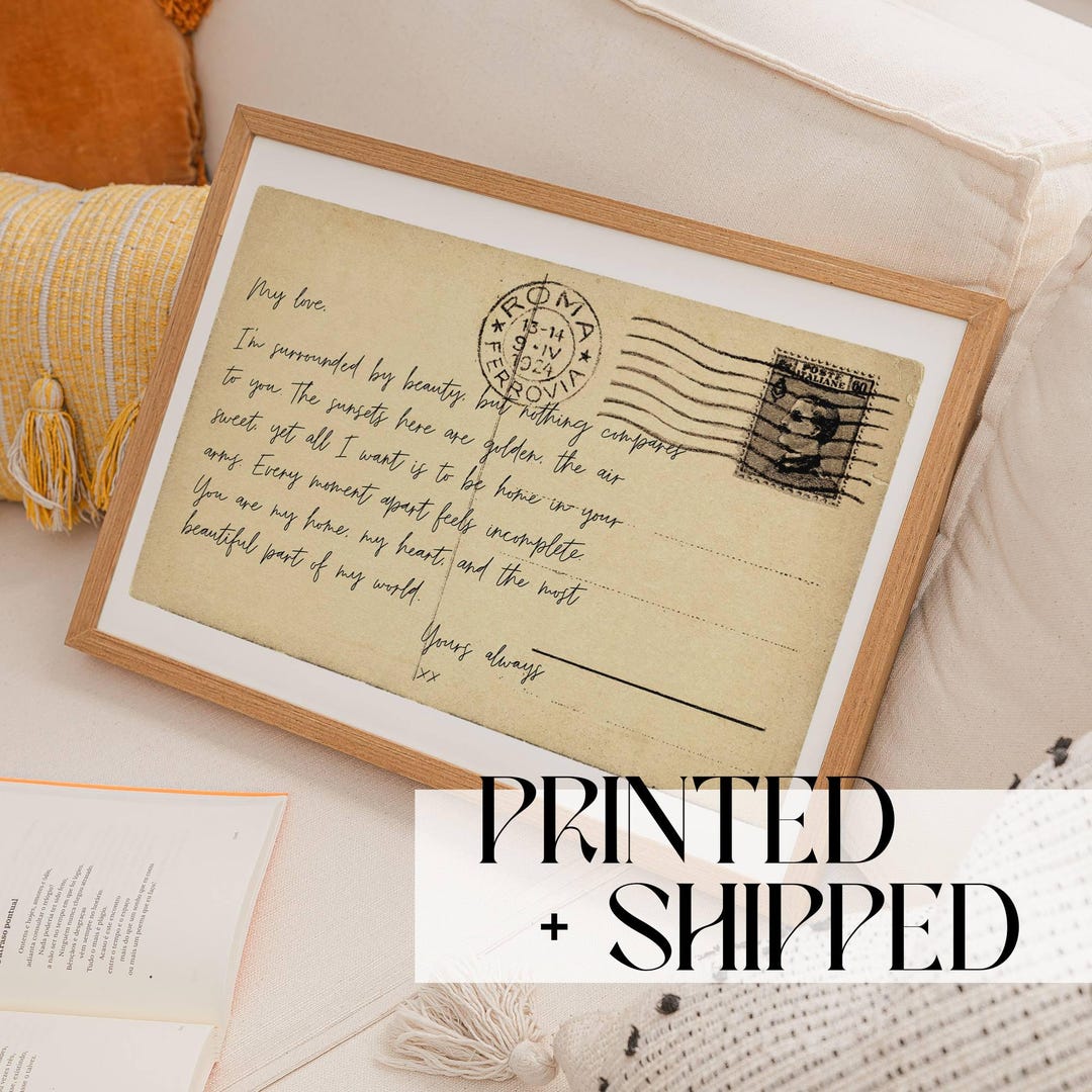 Vintage Postcard Love Letter Printed Poster | Above Bed Decor ...