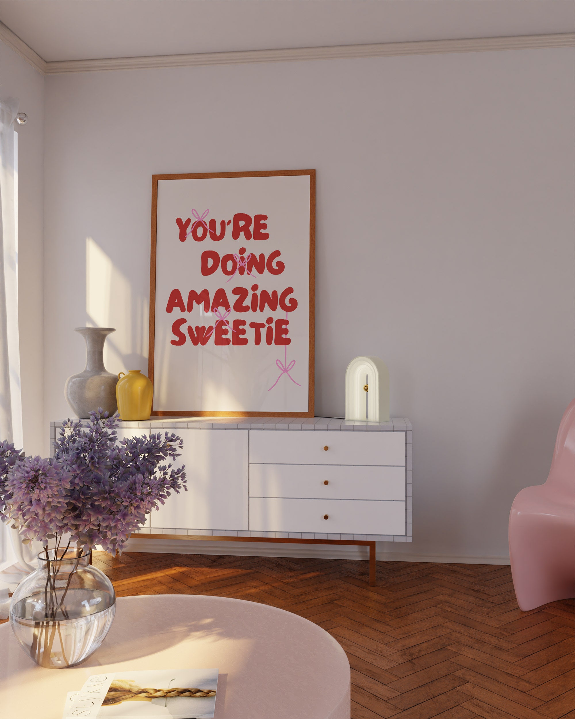 Coquette Bow Poster, Trendy Printable Typography Print, Digital Art ...