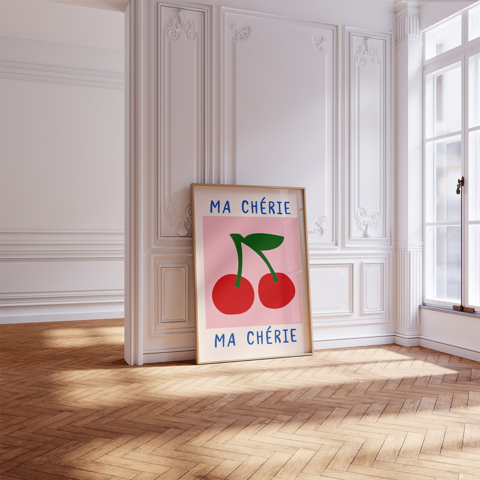 Retro Cherry 'ma Chérie' Poster: Trendy Kitchen Wall Art (digital Print ...