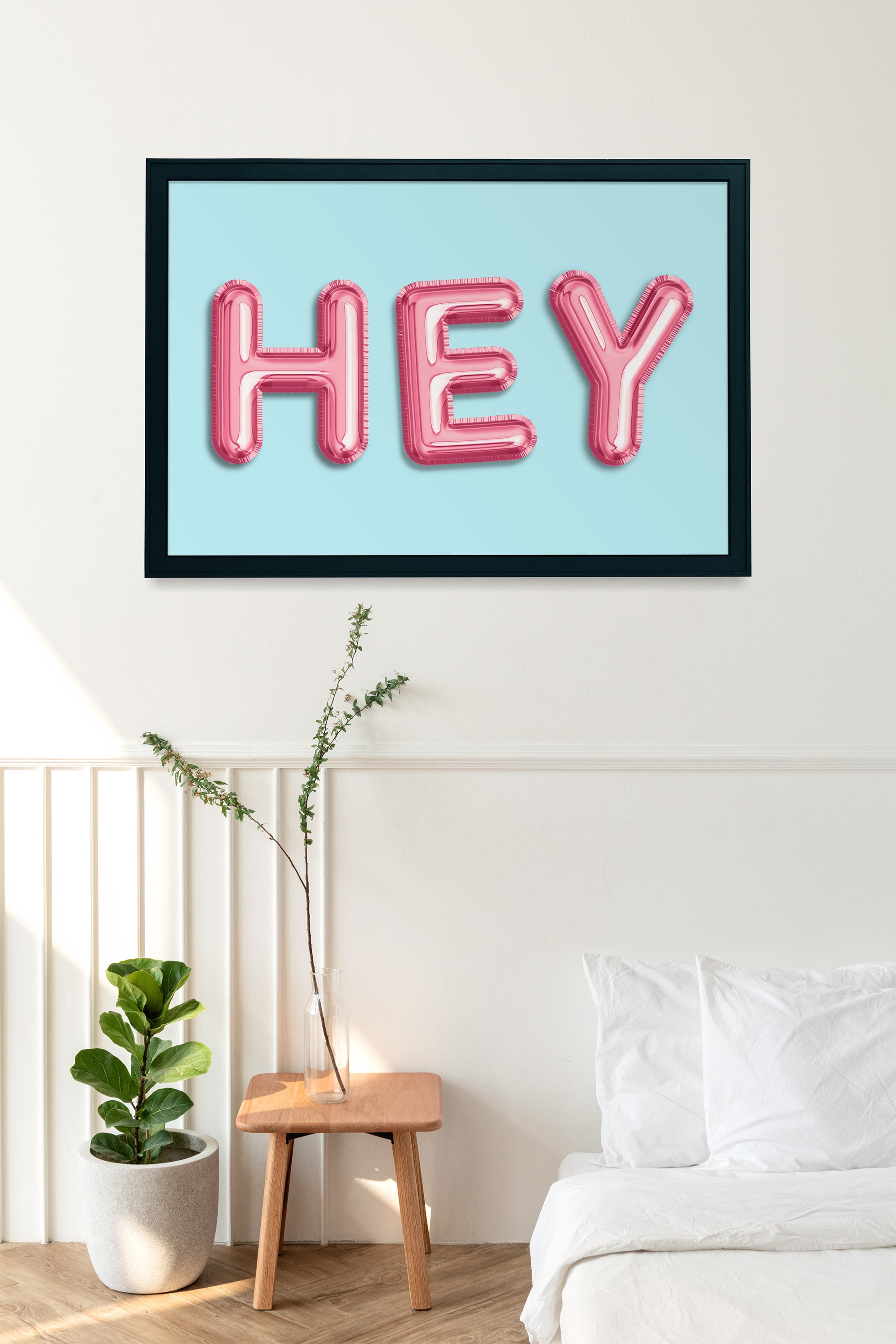Hey Art Print Hello Sign-large Wall Art Horizontal-preppy Aesthetic ...