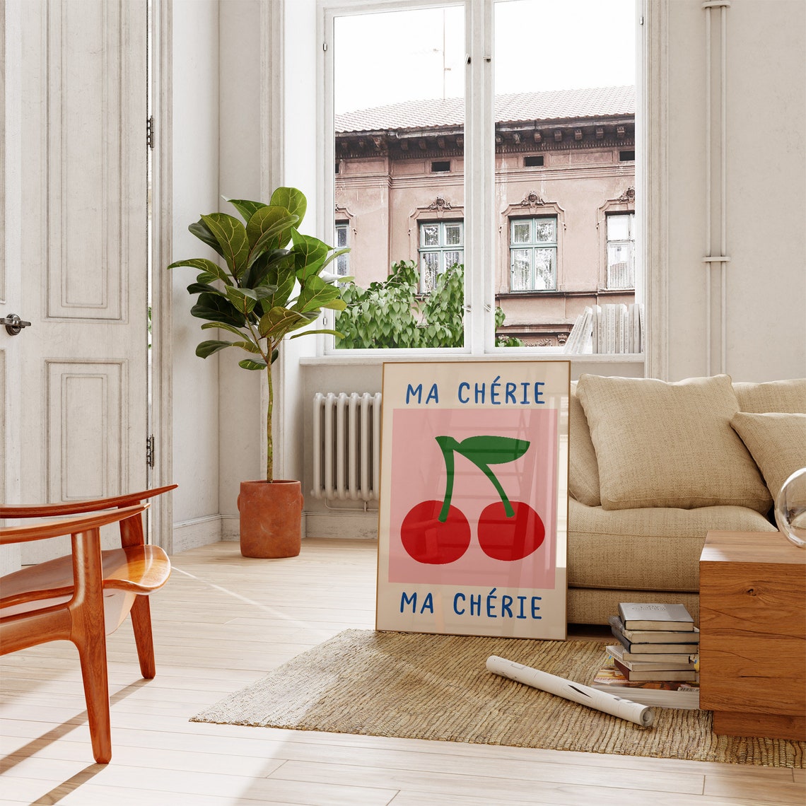 Retro Cherry 'ma Chérie' Poster: Trendy Kitchen Wall Art (digital Print ...