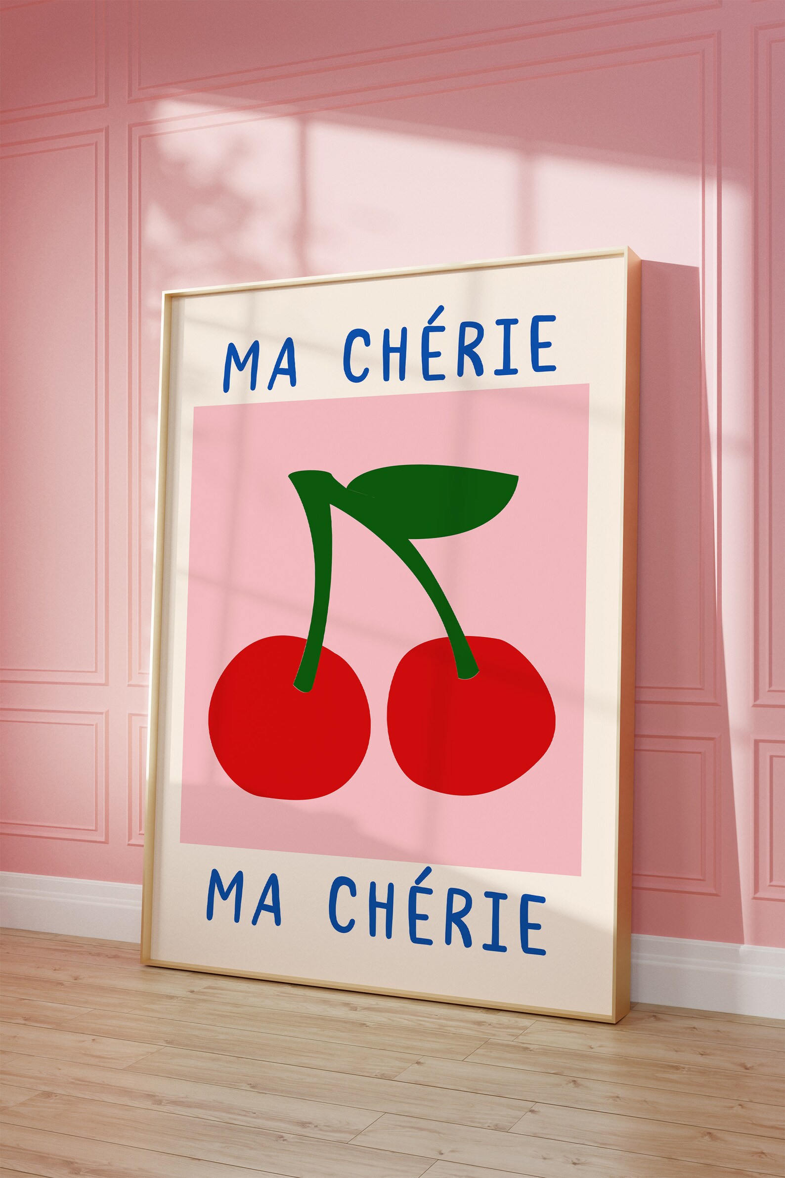 Retro Cherry 'ma Chérie' Poster: Trendy Kitchen Wall Art (digital Print ...