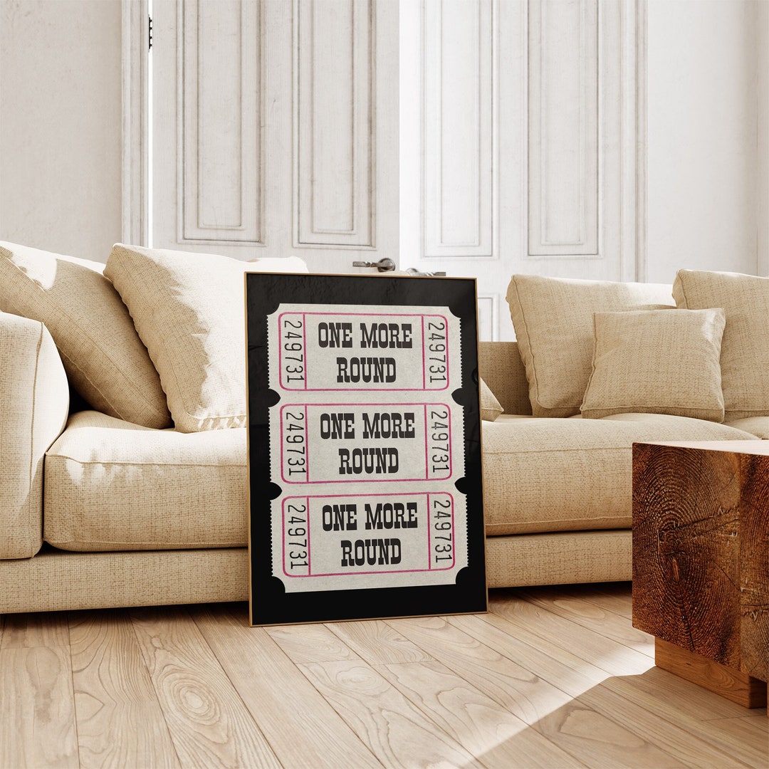 One More Round Retro Western Ticket Print Vintage Bar Cart Decor Preppy ...