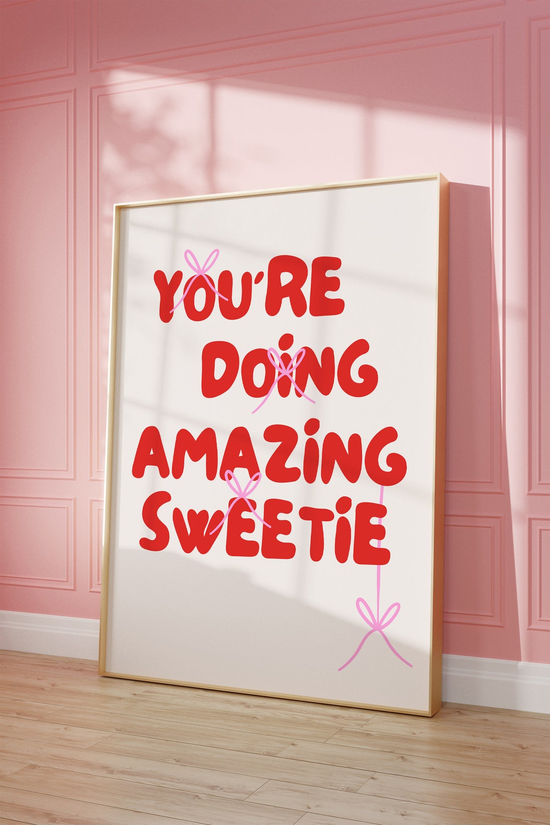 Coquette Bow Poster, Trendy Printable Typography Print, Digital Art ...