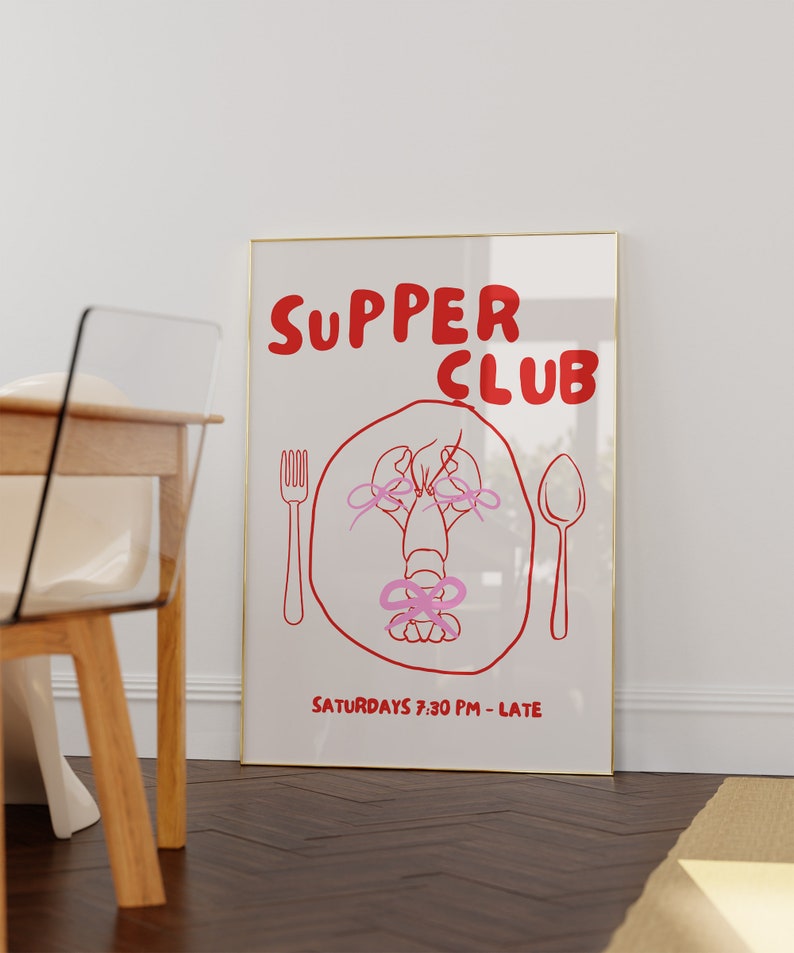 Supper Club Poster, Coquette Vintage Red Wall Art Apartment Decor ...