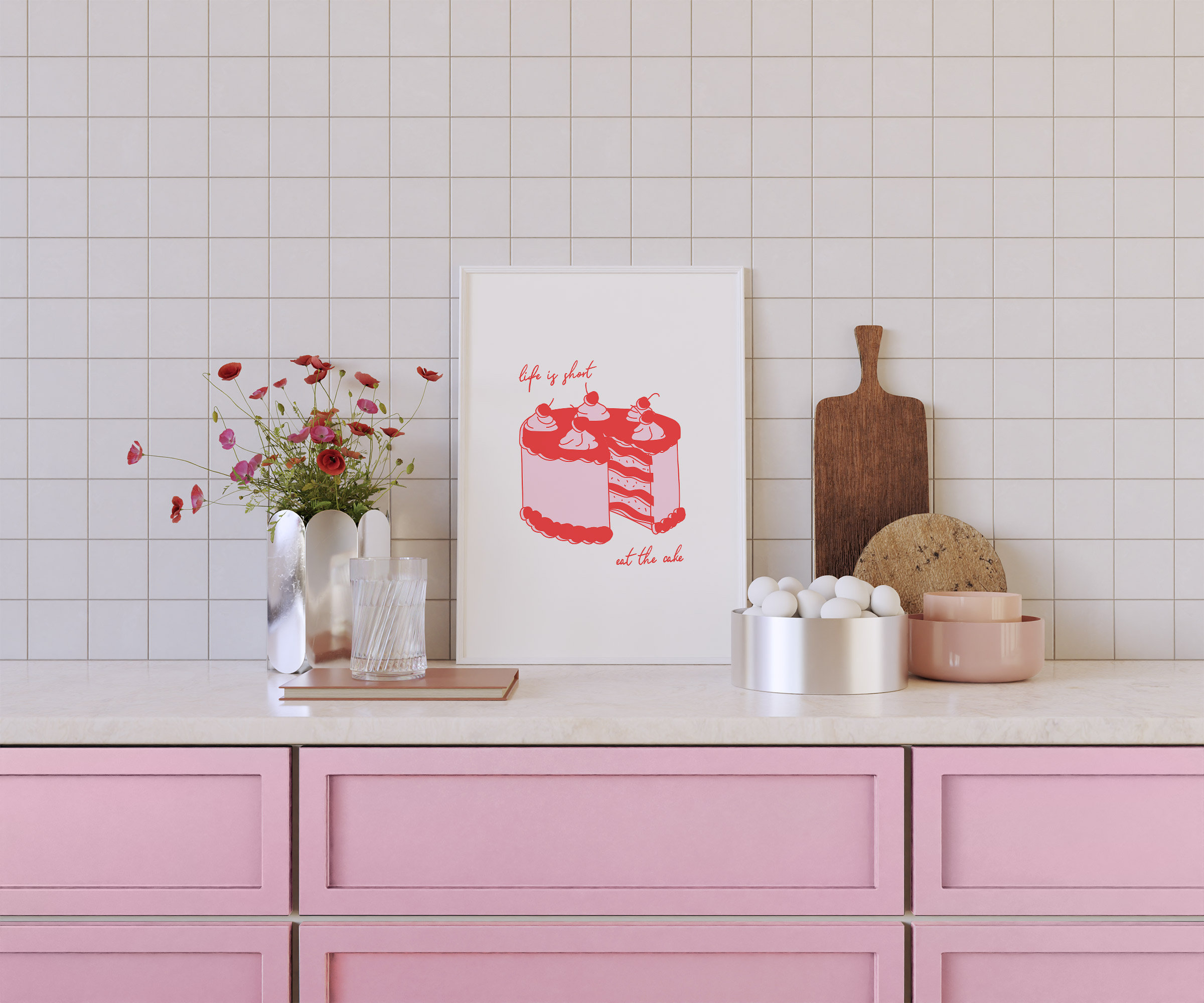 Vintage Cake Poster, Retro Kitchen Wall Art, Digital Download Print ...