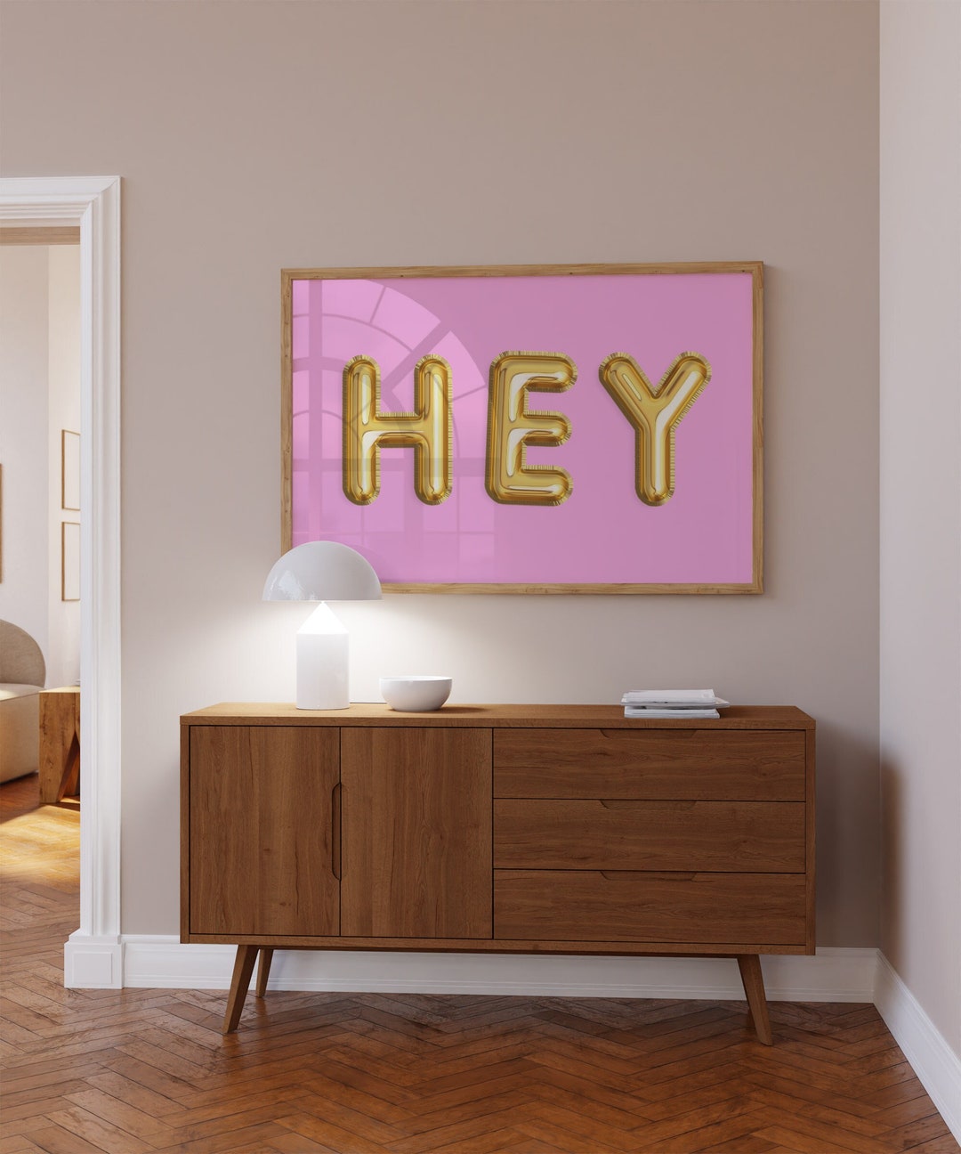 Hey Wall Art Print Hello Sign-printable Wall Art Girly Wall Art Dorm ...