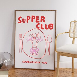 Supper Club Poster, Coquette Vintage Red Wall Art Apartment Decor ...