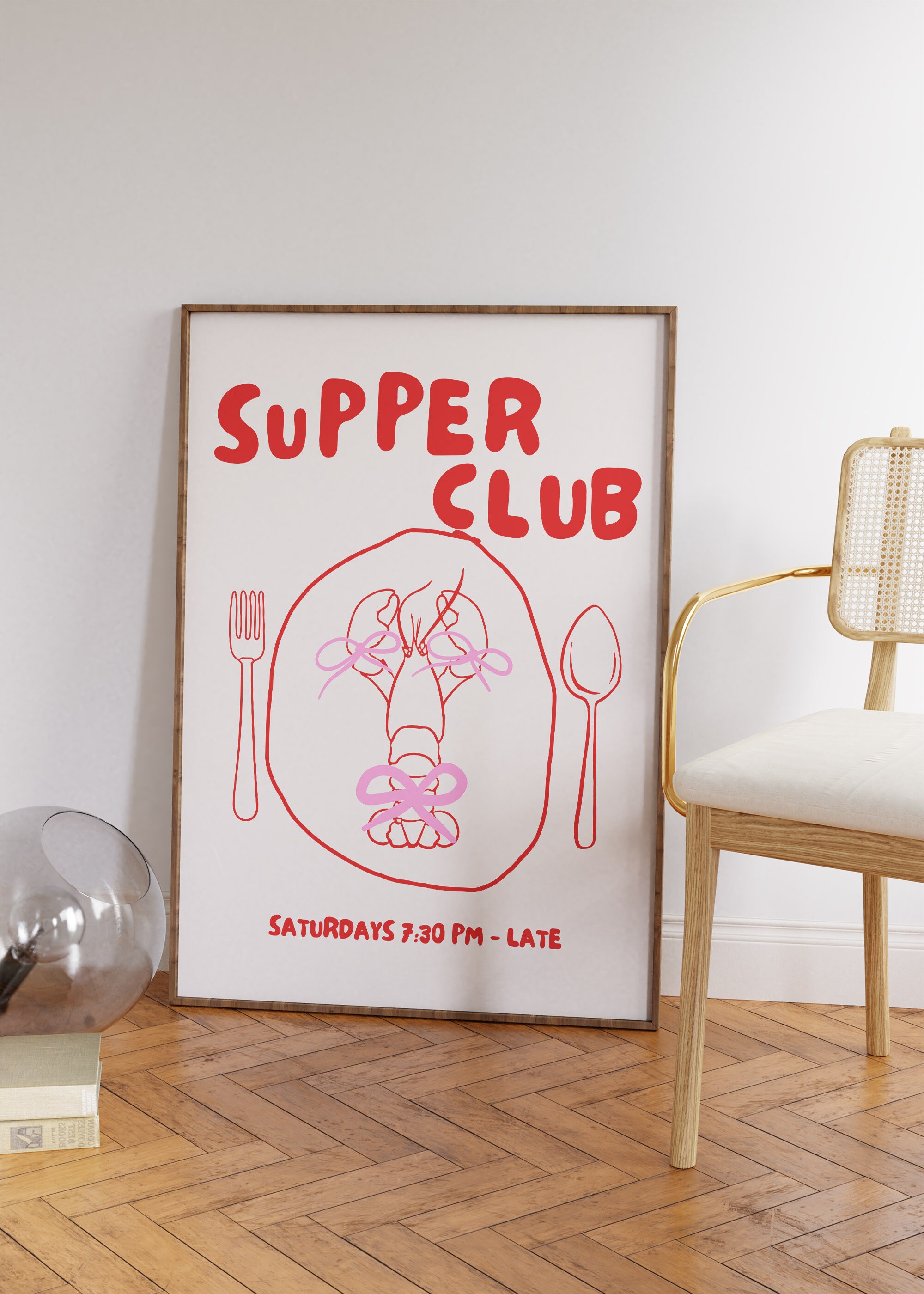 Supper Club Poster, Coquette Vintage Red Wall Art Apartment Decor ...