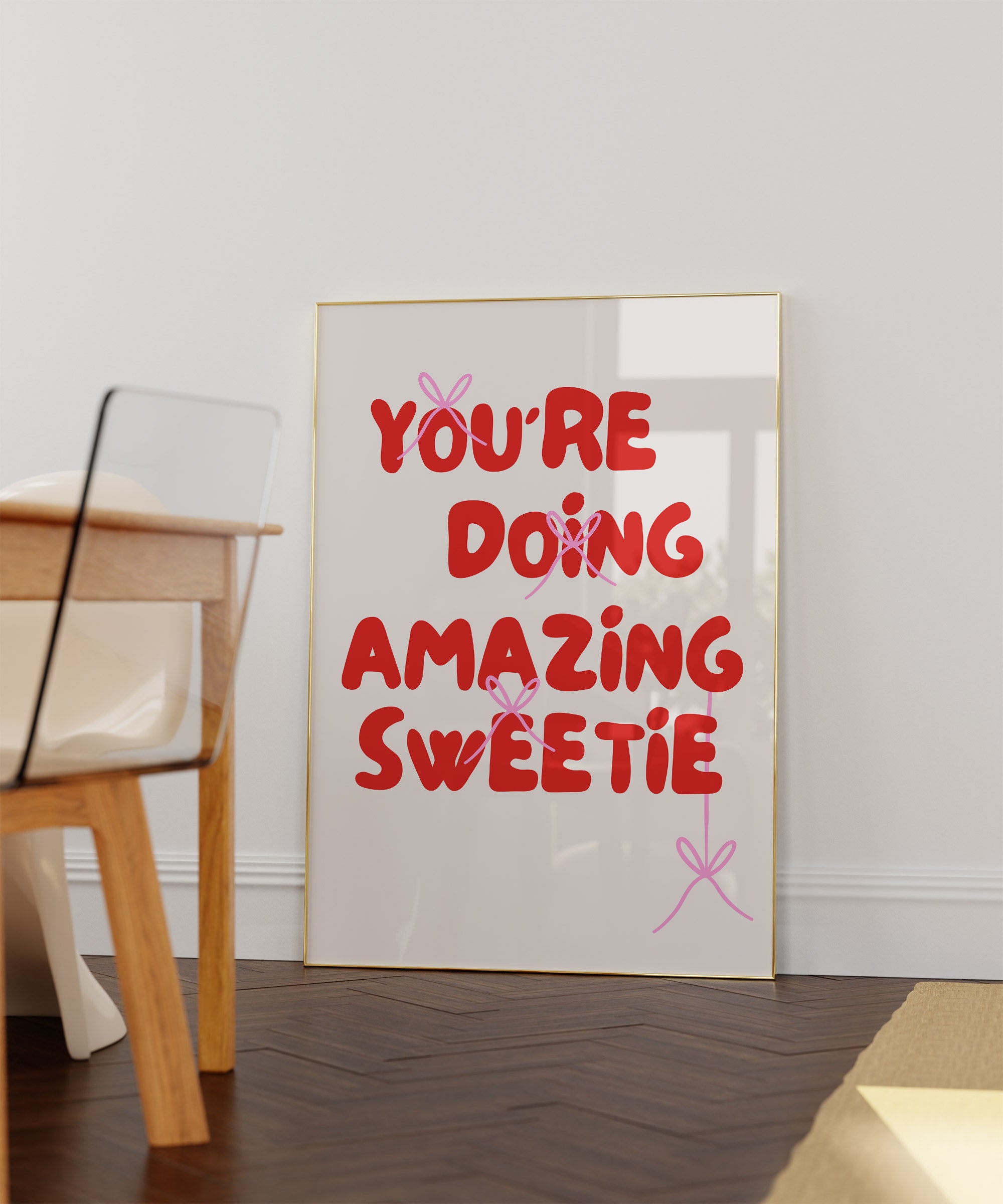 Coquette Bow Poster, Trendy Printable Typography Print, Digital Art ...