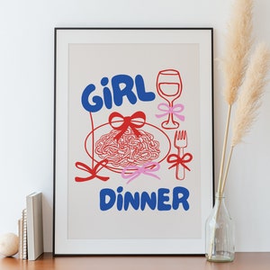 Girl Dinner Wall Art, Vintage Coquette Aesthetic Poster - Instant ...