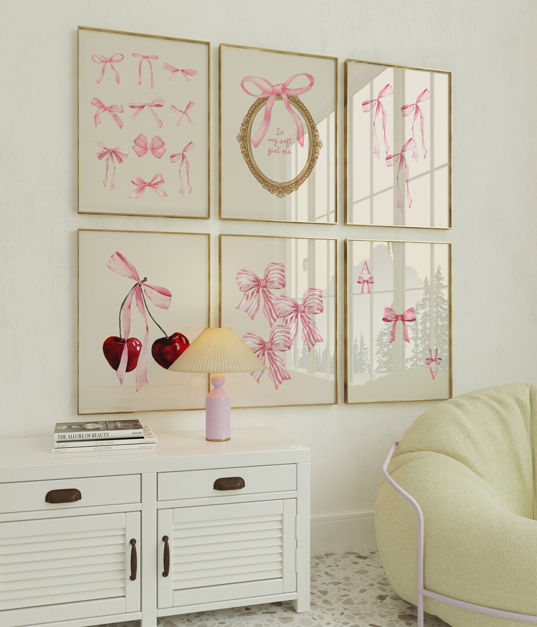 Coquette Room Decor Gallery Wall Set Printable Poster Print Set of 6 ...