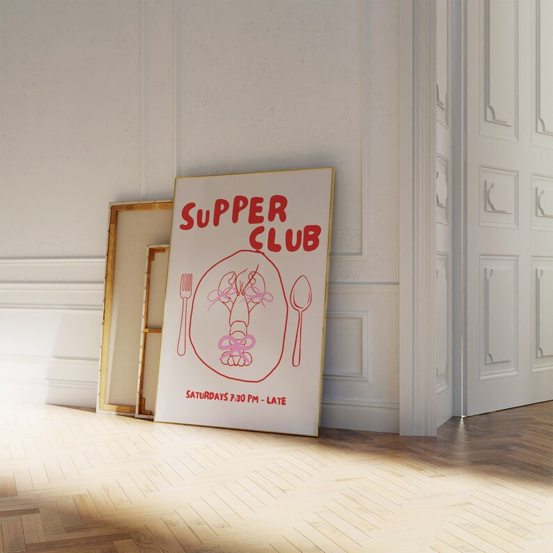 Supper Club Poster, Coquette Vintage Red Wall Art Apartment Decor ...