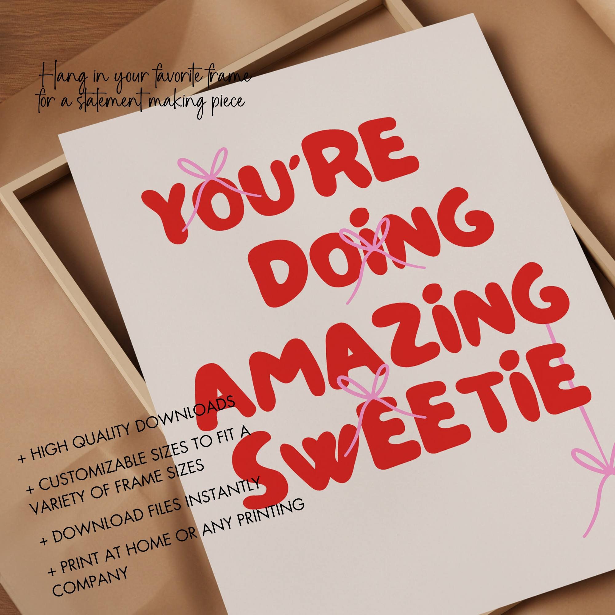 Coquette Bow Poster, Trendy Printable Typography Print, Digital Art ...