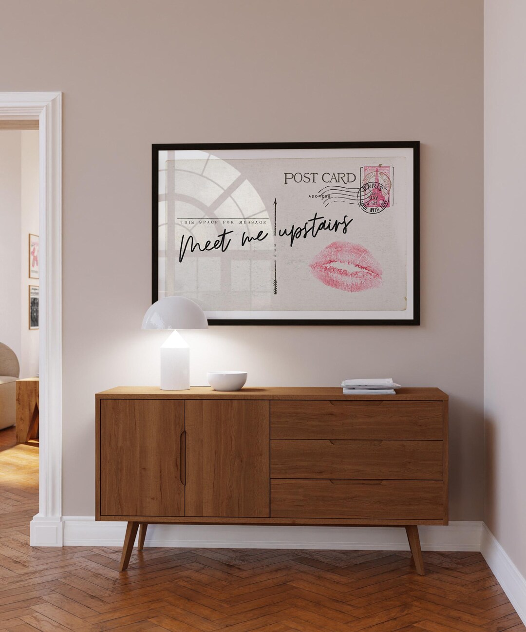 Vintage Postcard Framed Print | Cheeky Love Letter Art - Etsy
