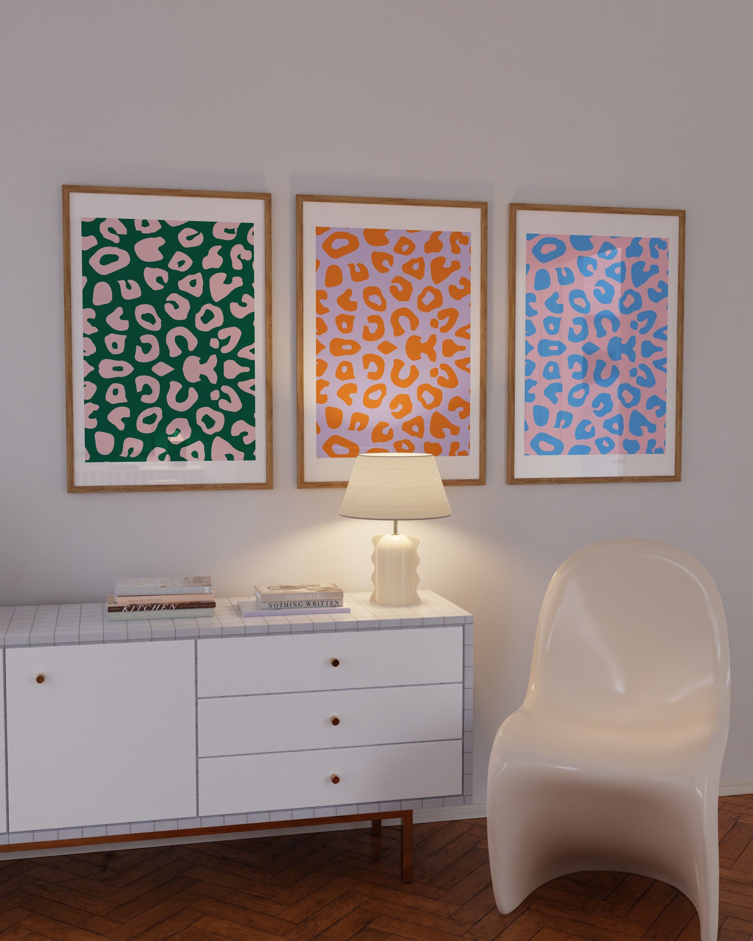 Leopard Spots Poster Colorful Wall Decor Print Quirky Feminine Wall Art ...