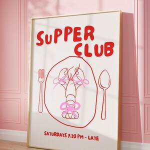 Supper Club Poster, Coquette Vintage Red Wall Art Apartment Decor ...