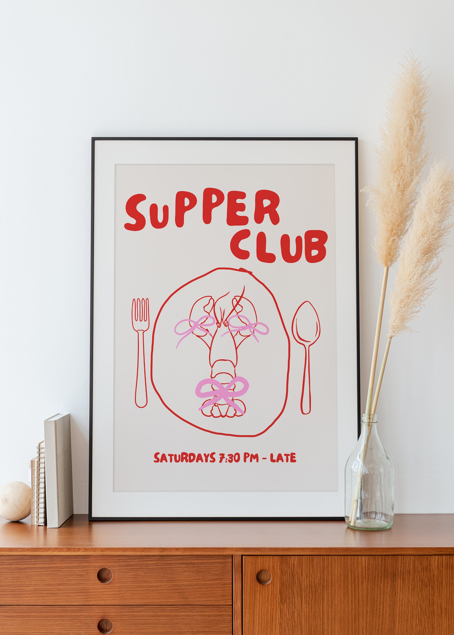 Supper Club Poster, Coquette Vintage Red Wall Art Apartment Decor ...