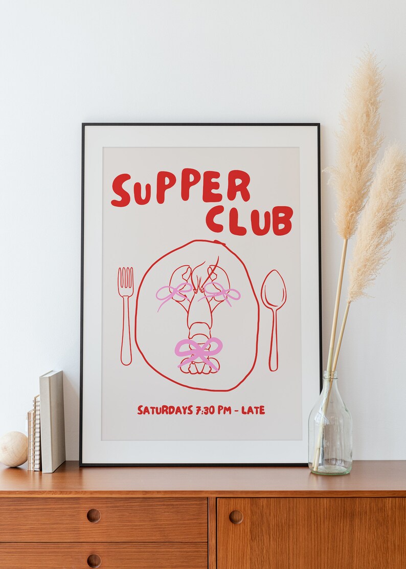 Supper Club Poster, Coquette Vintage Red Wall Art Apartment Decor ...