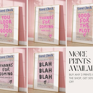 Guest Check Print - You're Like Really Pretty - Blue Wall Art Prints - Retro Dorm Decor - Trendy ...