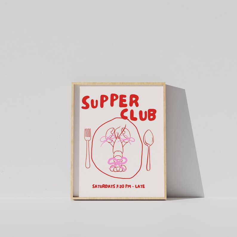 Supper Club Poster, Coquette Vintage Red Wall Art Apartment Decor ...