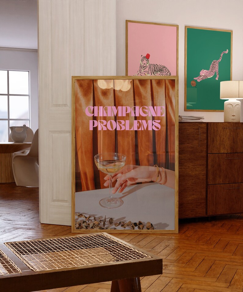 Champagne Problems Poster Cocktail Print Large Pop Art Decor - Etsy