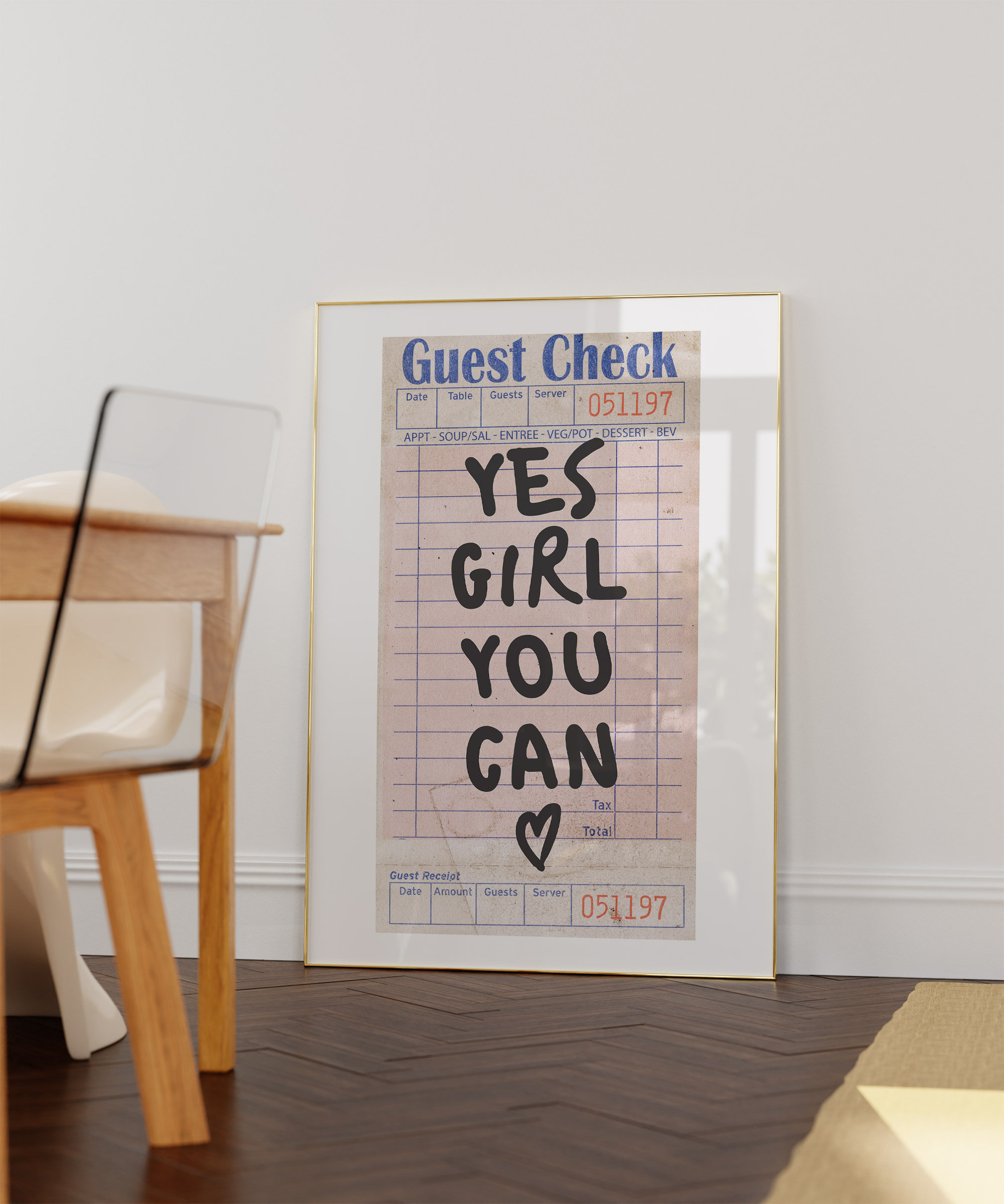 Retro Guest Check Poster Trendy Bar Cart Wall Art Print Yes Girl You ...