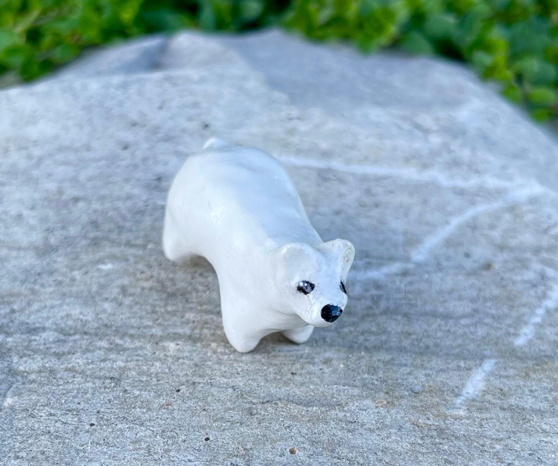 Miniature Polymer Clay Standing Polar Bear Figurine, Polymer Clay Bear ...