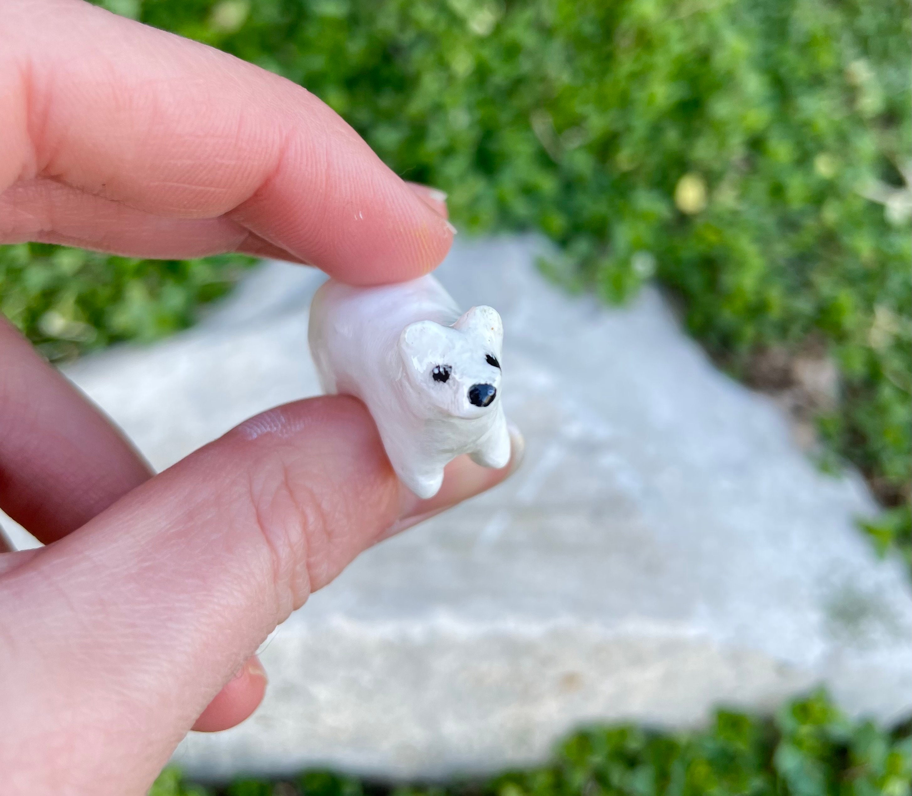 Miniature Polymer Clay Standing Polar Bear Figurine, Polymer Clay Bear ...