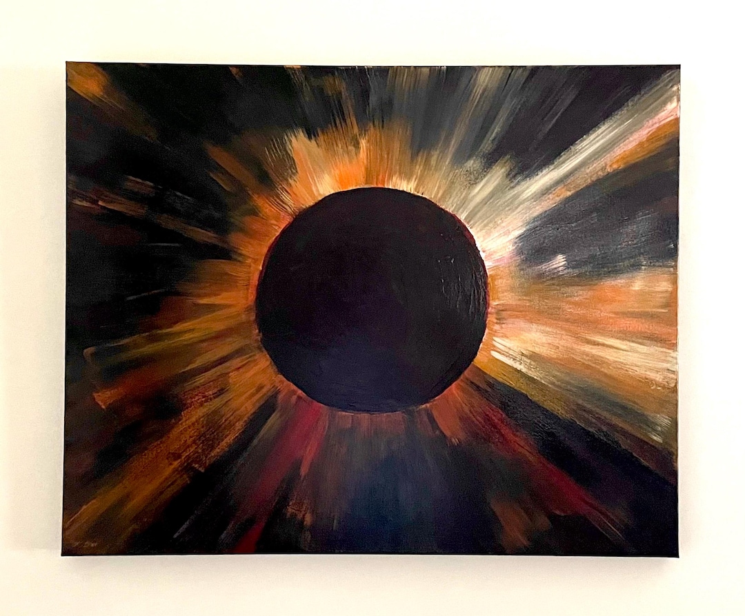 Black Sun - Original Acrylic Painting on 24”x30” Canvas, Large Abstract ...