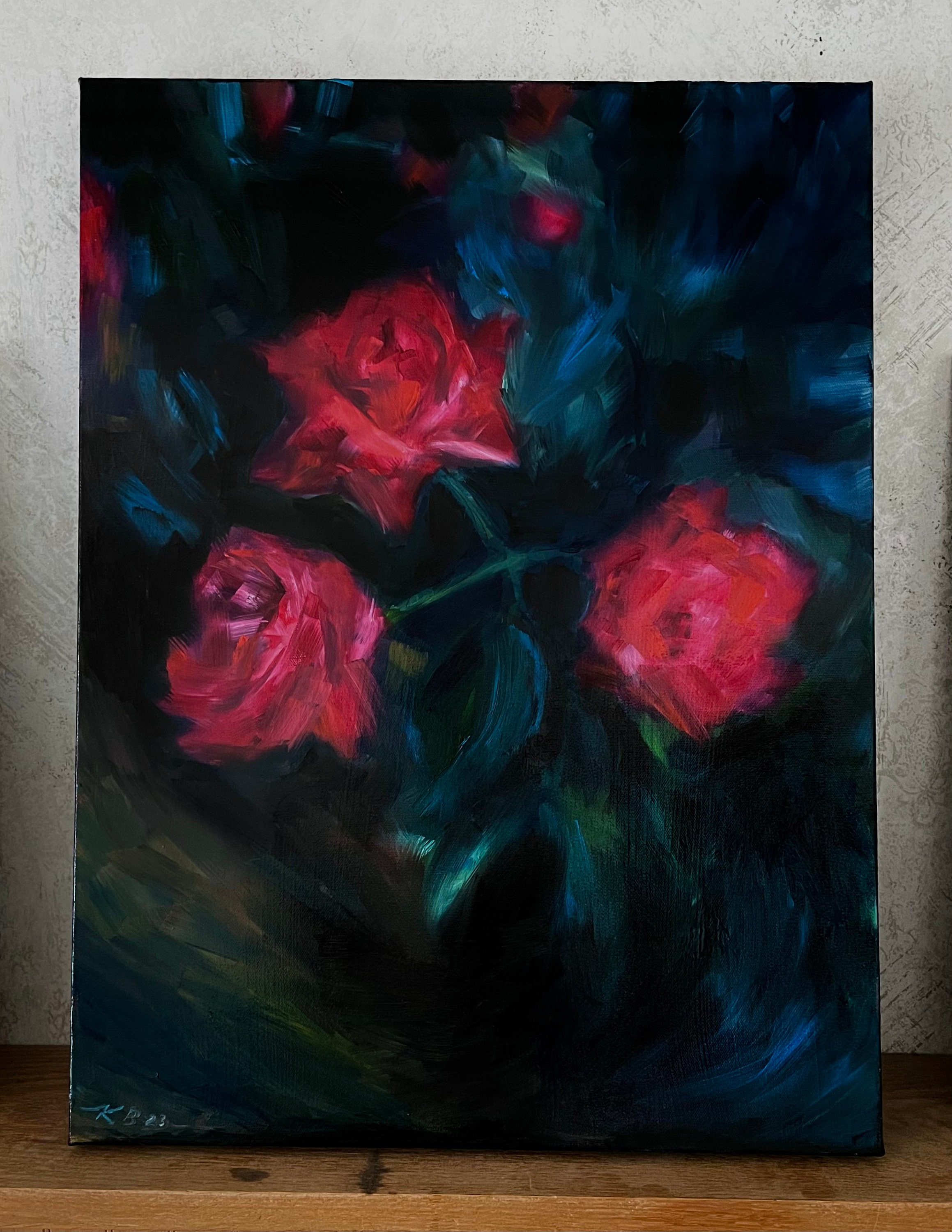 Three Red Roses Original 18x24 Oil Painting on Canvas - Etsy