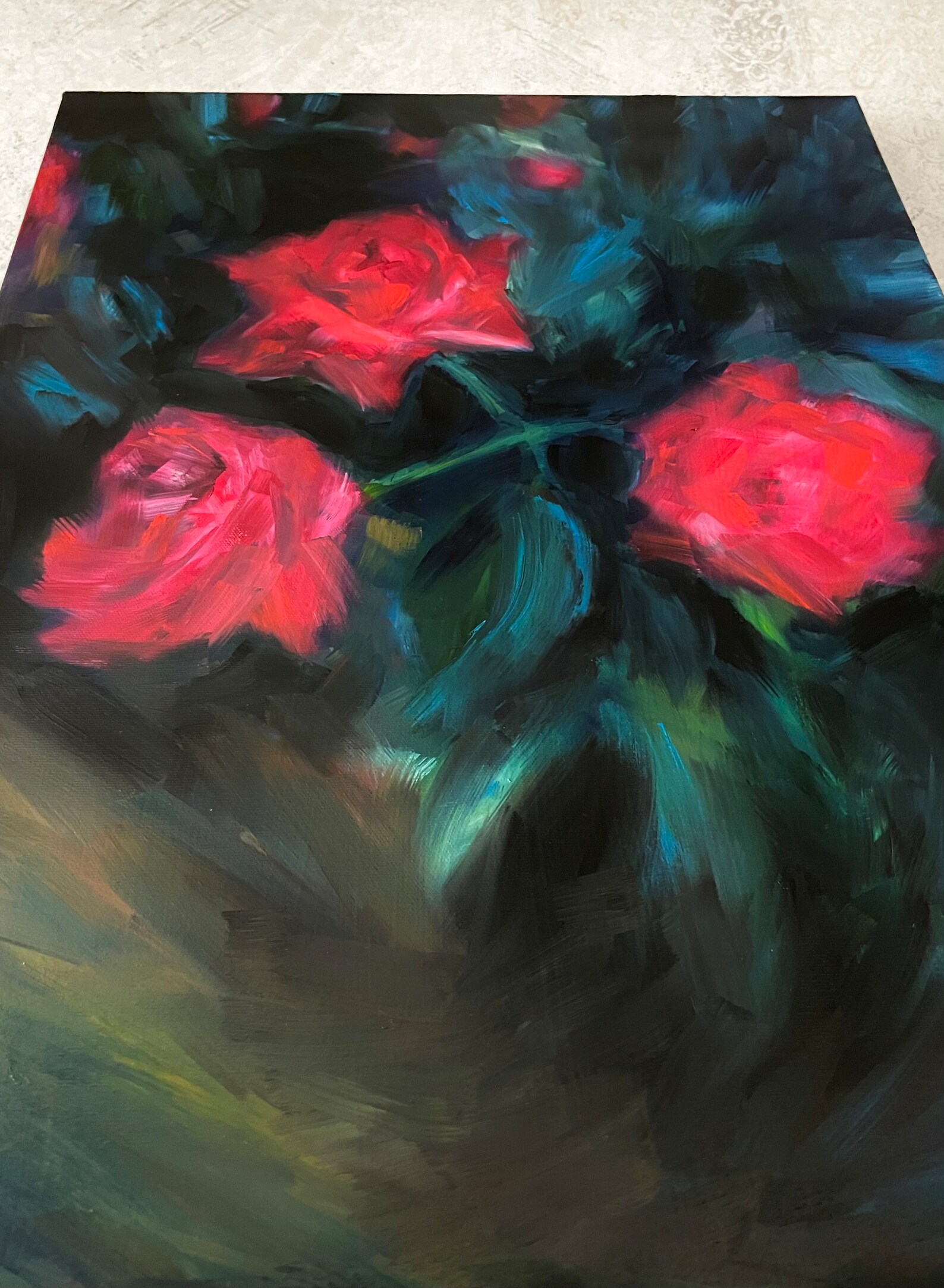 Three Red Roses Original 18x24 Oil Painting on Canvas - Etsy