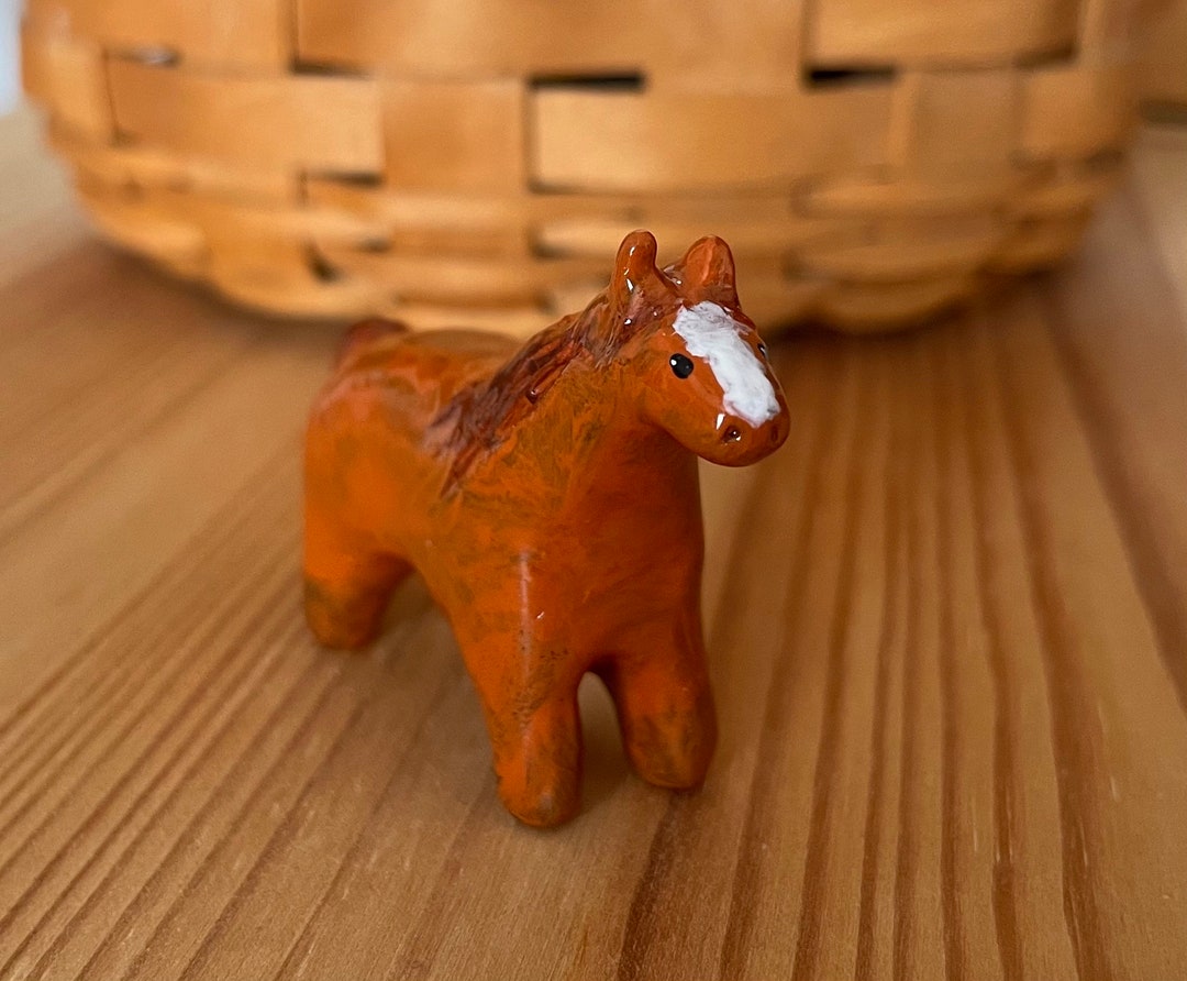 Miniature Polymer Clay Chestnut Horse Figurine, Cute Mini Horse ...