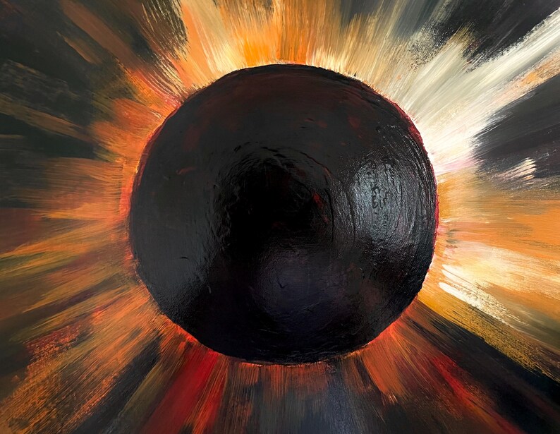 Black Sun - Original Acrylic Painting on 24”x30” Canvas, Large Abstract ...