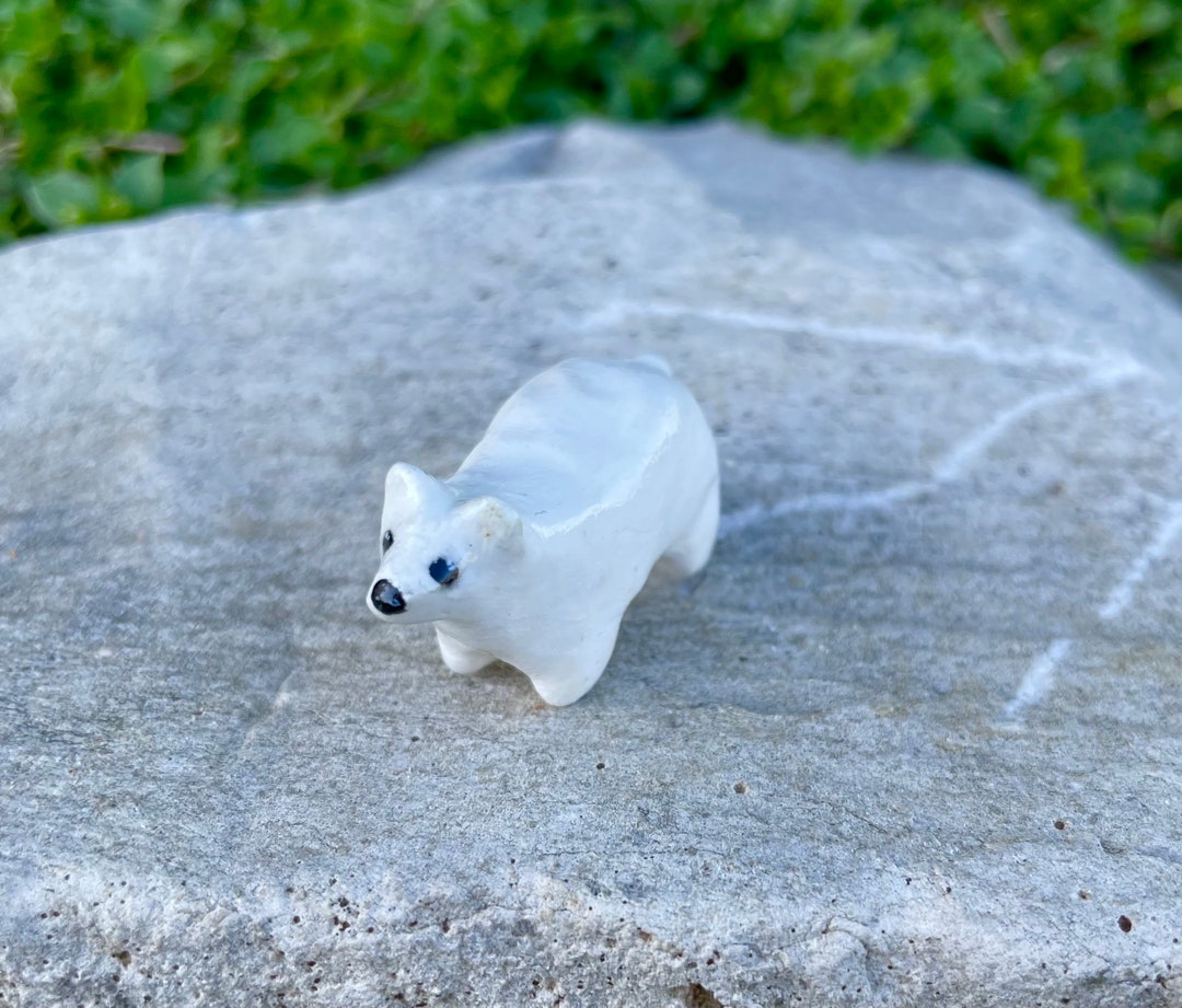 Miniature Polymer Clay Standing Polar Bear Figurine - Etsy
